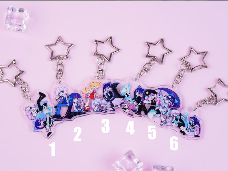 Panty and Stocking Acrylic Keychain Set | Anime Keychains for Bags ...