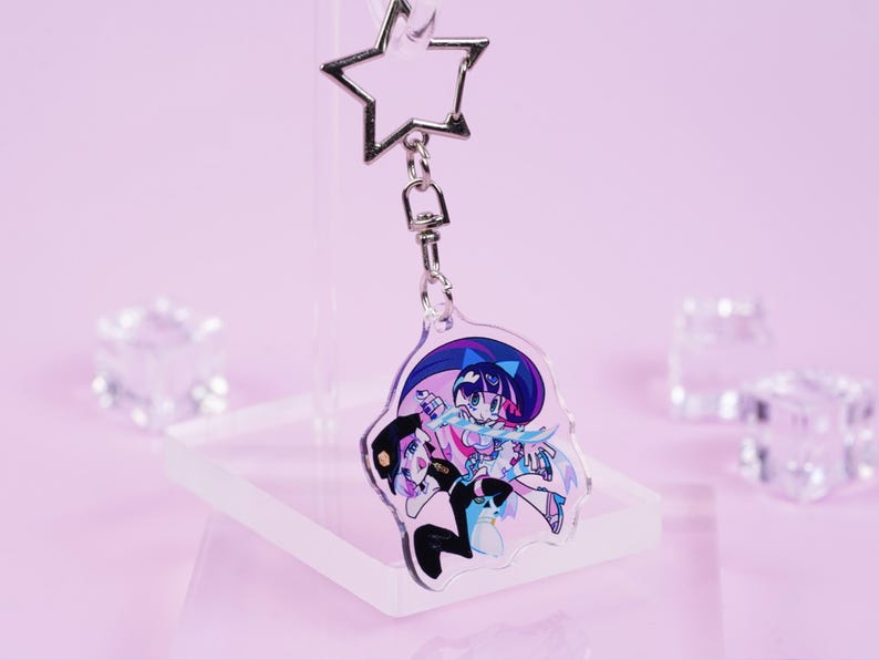 Panty and Stocking Acrylic Keychain Set | Anime Keychains for Bags ...