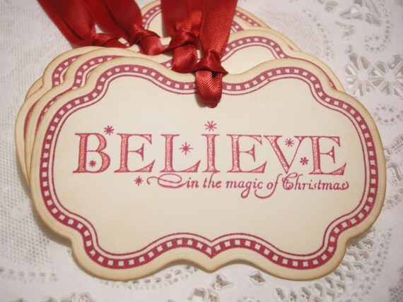 Christmas Gift Tags / Holiday Tags / Set of 4 / Believe in the Magic of ...