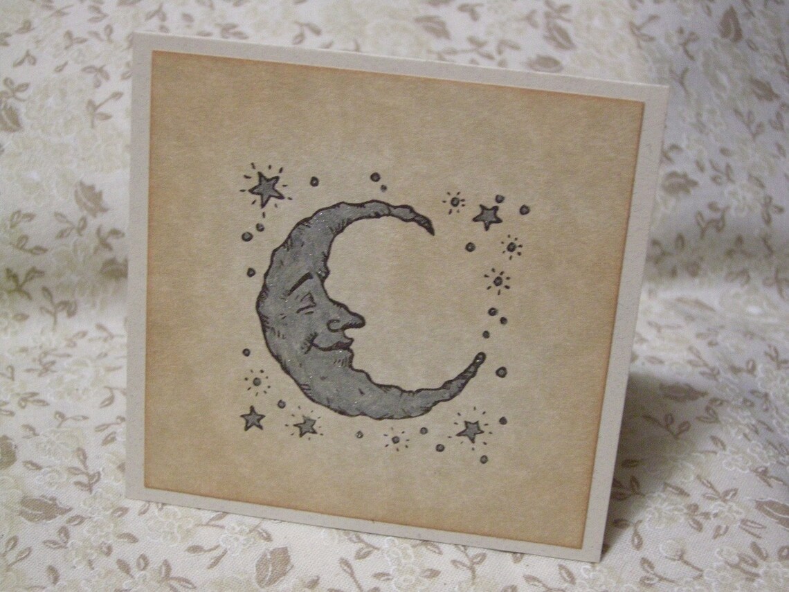 SILVER MOON Thank You Notecards With Silver Stars / Vintage - Etsy