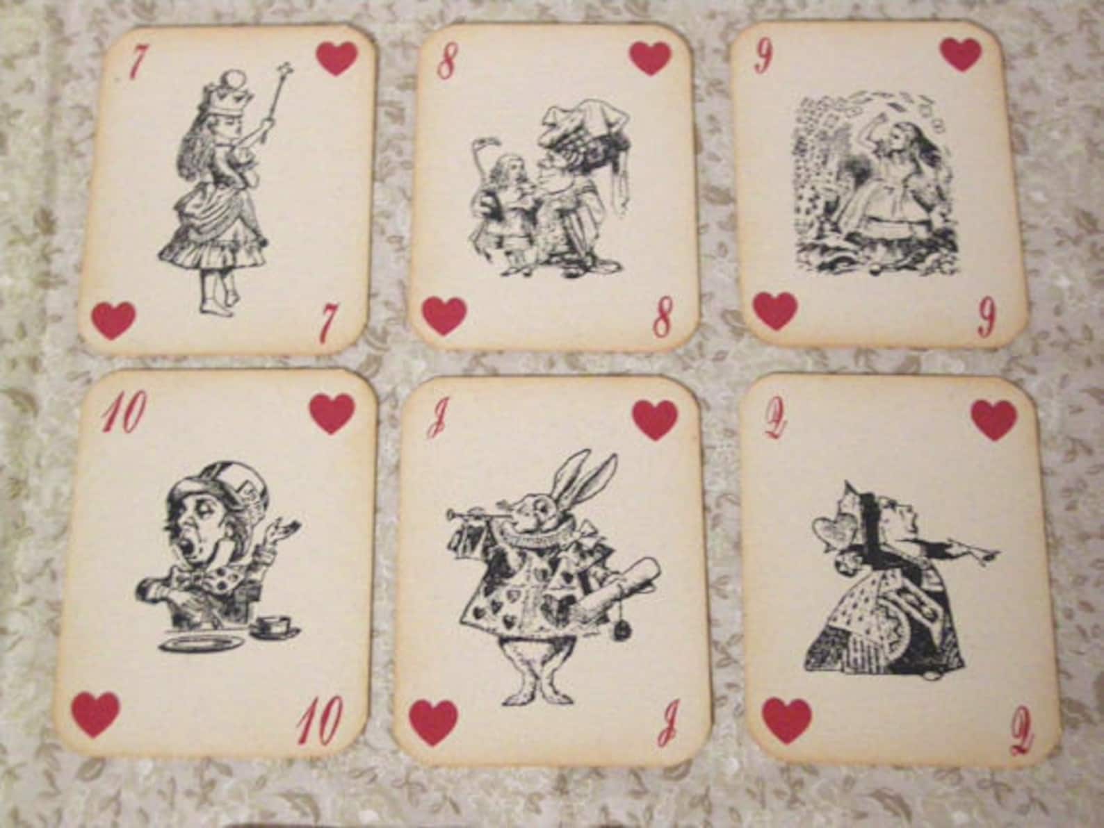 Alice in Wonderland Playing Cards - Set of 14 Cards - Ephemera, Vintage ...