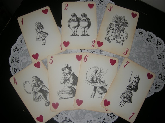 LARGE Alice in Wonderland Playing Cards - 4 x 6 - 14 Cards - ephemera ...
