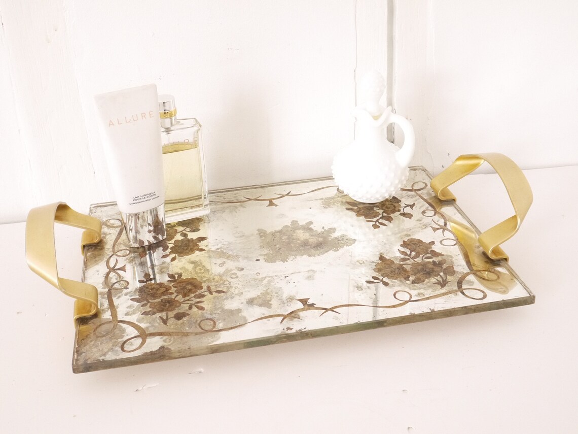 French Vintage Mirror Serving Tray Art Deco Mid Century 1950s | Etsy