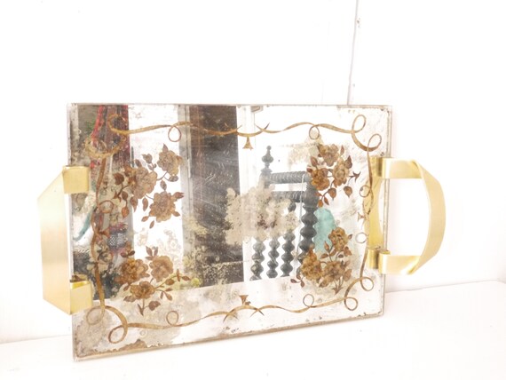 French Vintage Mirror Serving Tray Art Deco Mid Century 1950s | Etsy