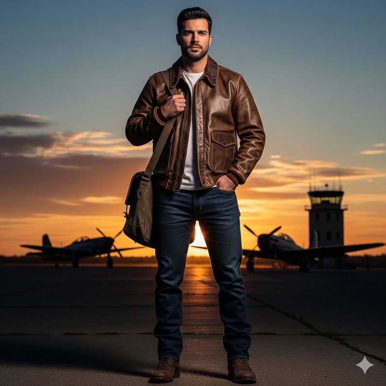 Handmade A-2 Air Force Flight Bomber Leather Jacket I Distressed Brown ...