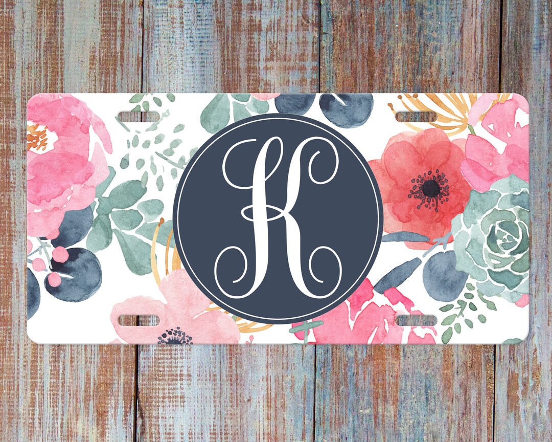 Personalized License Plate Single Letter Monogram Front Car - Etsy