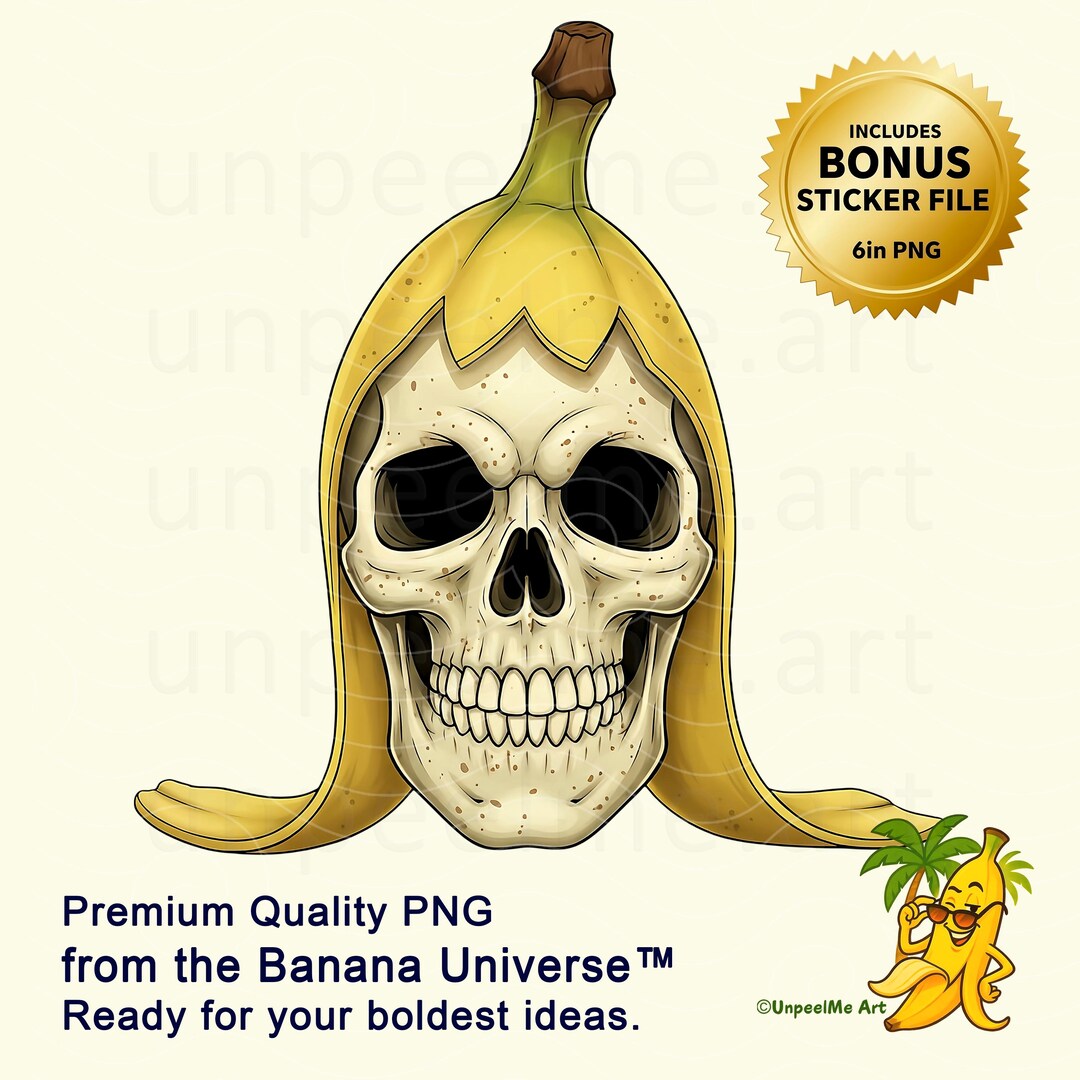 Banana Skull PNG — Spooky Fruit Skeleton Clipart | Creepy Horror ...