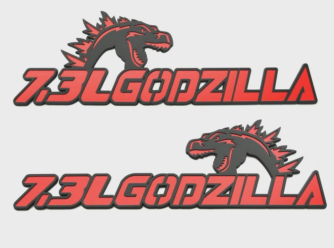 Pair 7.3L Godzilla Raging Badges – Angry Aggressive Car / SUV Emblem ...