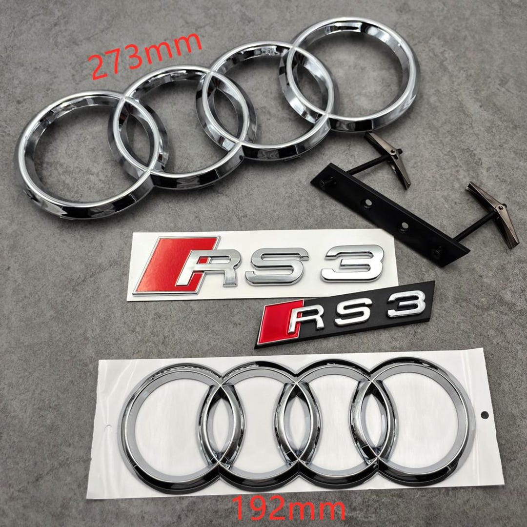 Chrome Audi RS3 Emblem Set | 273mm Front Rings 192mm Rear Rings Rs3 ...