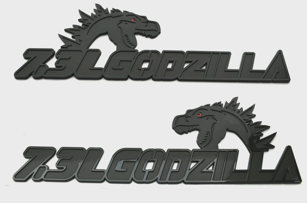 Pair 7.3L Godzilla Raging Badges – Angry Aggressive Car / SUV Emblem ...