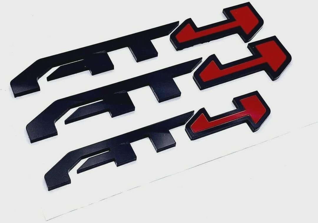 3x 2021-2022 GMC Canyon AT4 Emblem 3D Badge Set – Black & Red Overlay ...