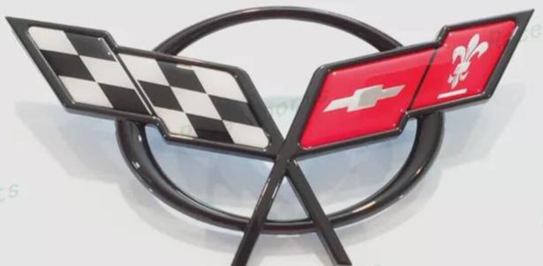 Black / Red Crossed Flags Emblem for 1997–2004 Corvette C5 | Front Hood ...
