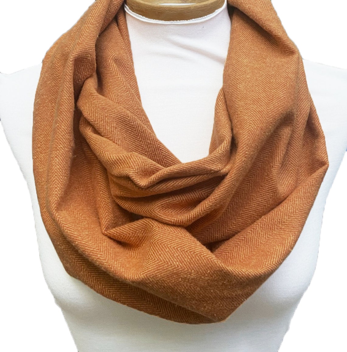 Infinity / Loop Scarf Golden Herringbone Scarf orange and - Etsy