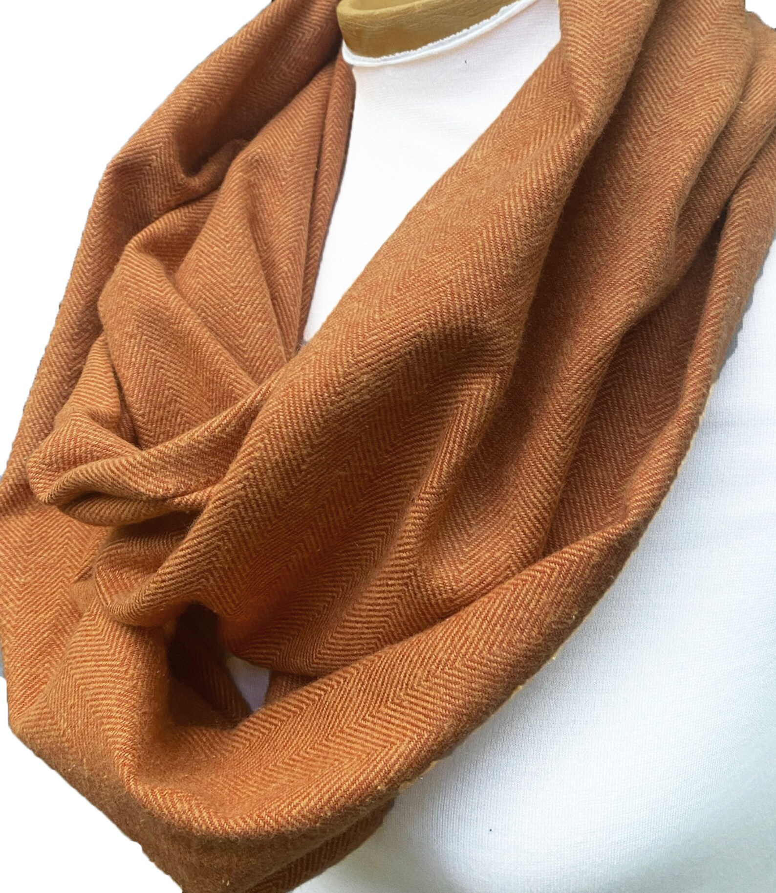 Infinity / Loop Scarf Golden Herringbone Scarf orange and - Etsy