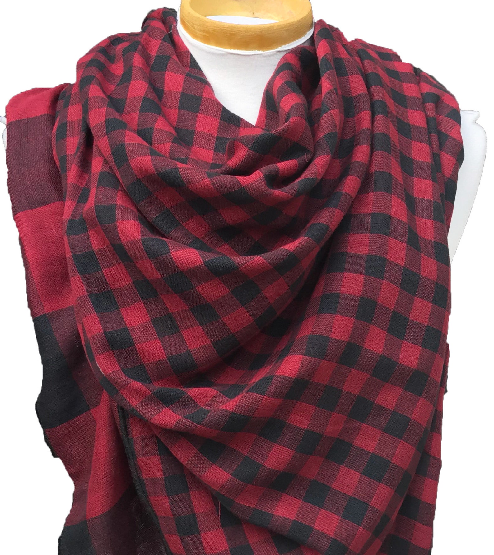 Red & Black Plaid Reversible Blanket Scarf - Etsy