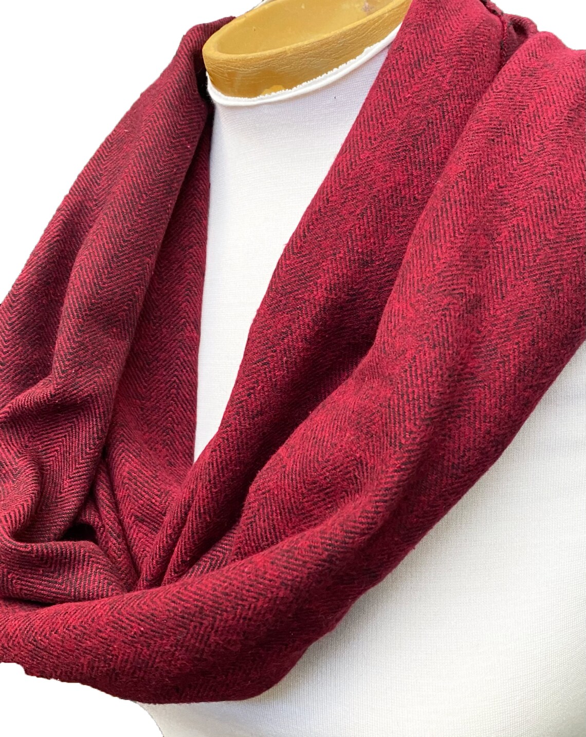 Infinity / Loop Scarf Dark Red Herringbone Scarf - Etsy