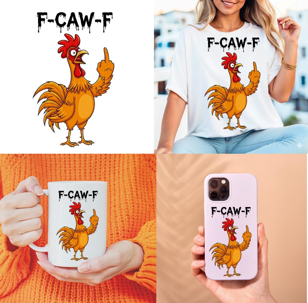 Funny Chicken Middle Finger Png, F-caw-f Chicken Png, Crazy Rooster ...