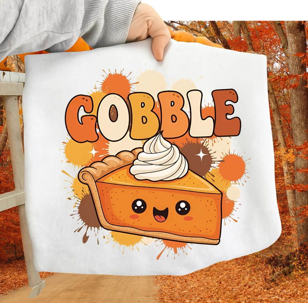 Pumpkin Pie "gobble" PNG: Retro Thanksgiving Clipart (digital Download ...