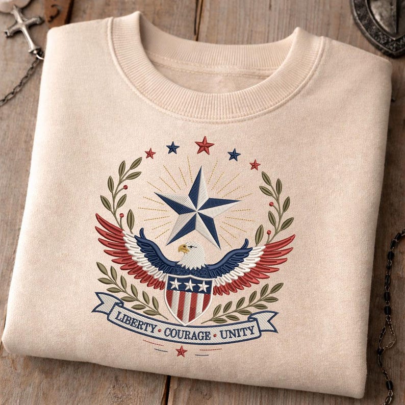 Patriotic Eagle Embroidery Design Americana Shield Banner Star PES DST ...