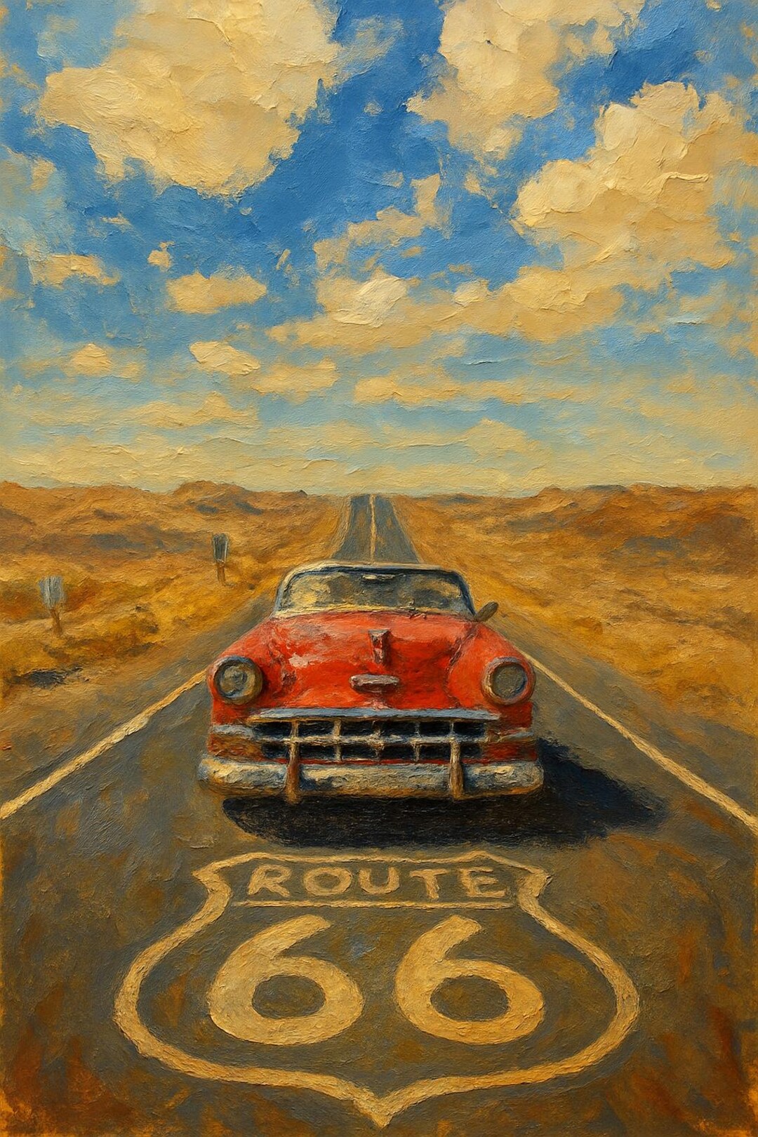 Route 66 Classic – Vintage Americana Oil Painting - Etsy