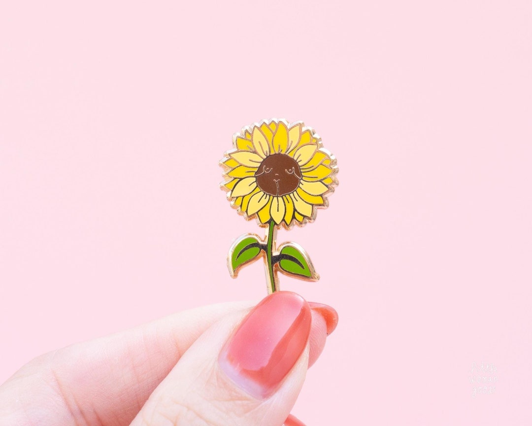 Sunflower Enamel Pin Feminist Art- Sun Flower Illustrated Original Art ...