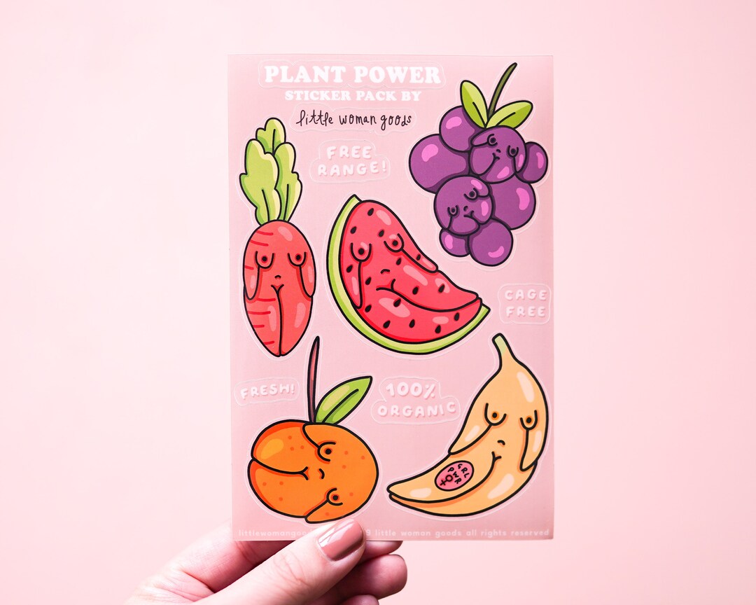 Plant Power Sticker Sheet-fruit Illustrations Feminist Vinyl Stickers ...