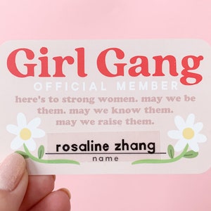 Girl Gang Membership Card Personalized Customizable Gift Cute Pink ...