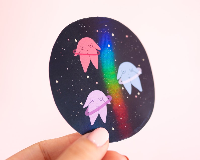 Outer Space Feminist Stickers Holographic Vinyl Stickers | Etsy