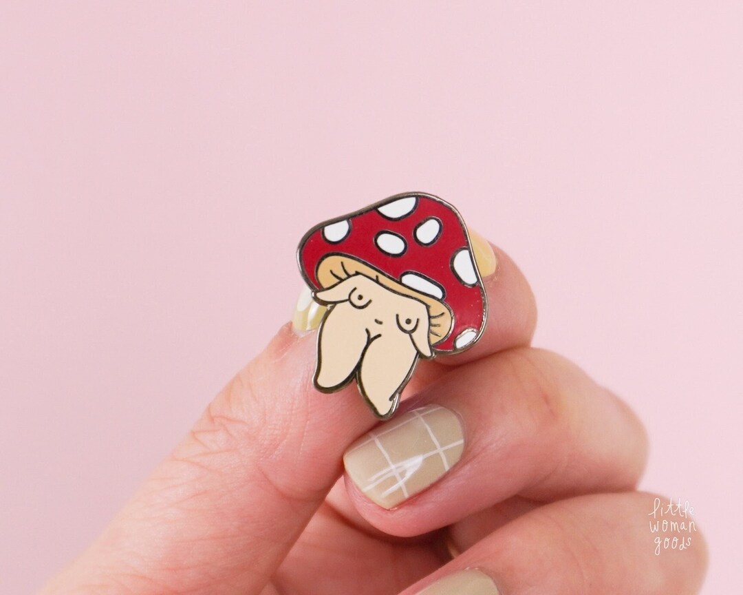Mushroom Enamel Pin- Feminist Cottagecore Original Art for Garden ...