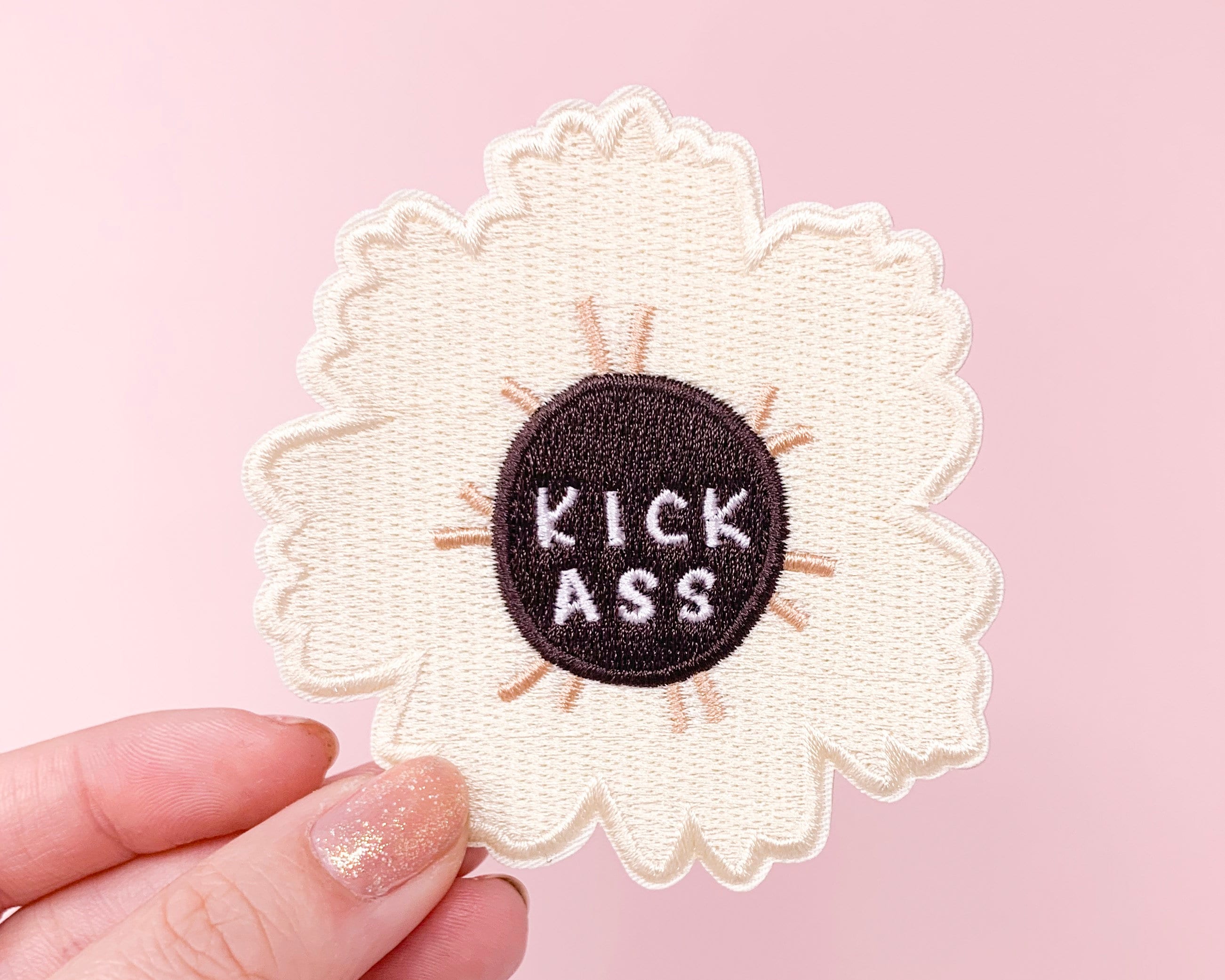 Kick Ass Patch Iron on Embroidered Patch Flower Cute Floral | Etsy
