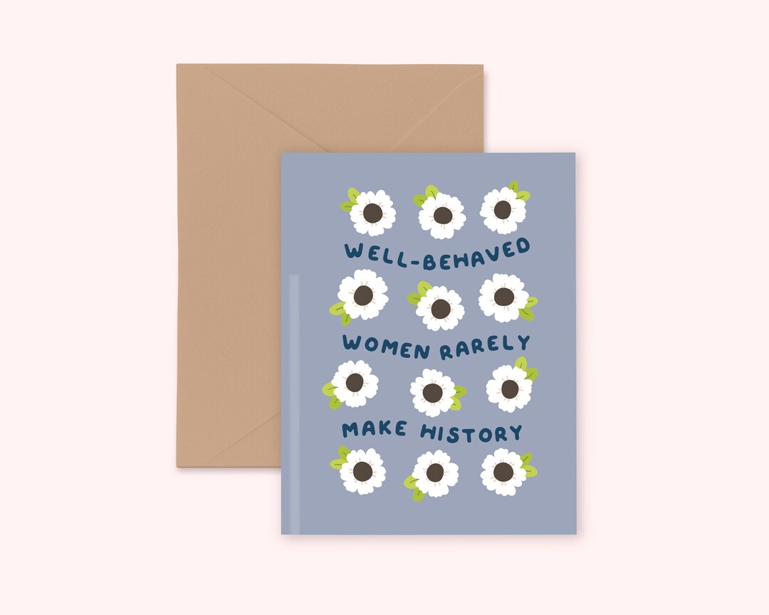 Feminist Greeting Card- Illustrated Motivational Floral Greeting Card ...