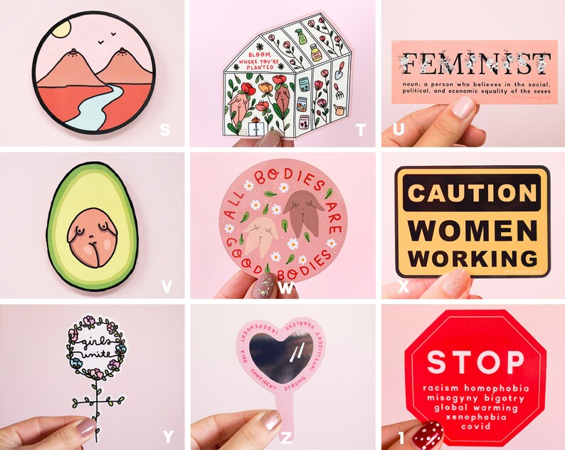 Feminist Sticker Pack Vinyl Illustrated Feminist T Etsy