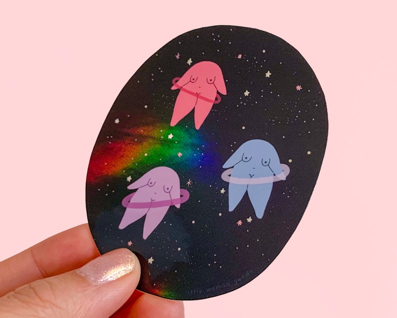 Outer Space Feminist Stickers Holographic Vinyl Stickers - Etsy
