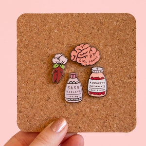 Girl Power Enamel Pin- Feminist Lapel Pin Pink Glitter Brain Enamel Pin ...