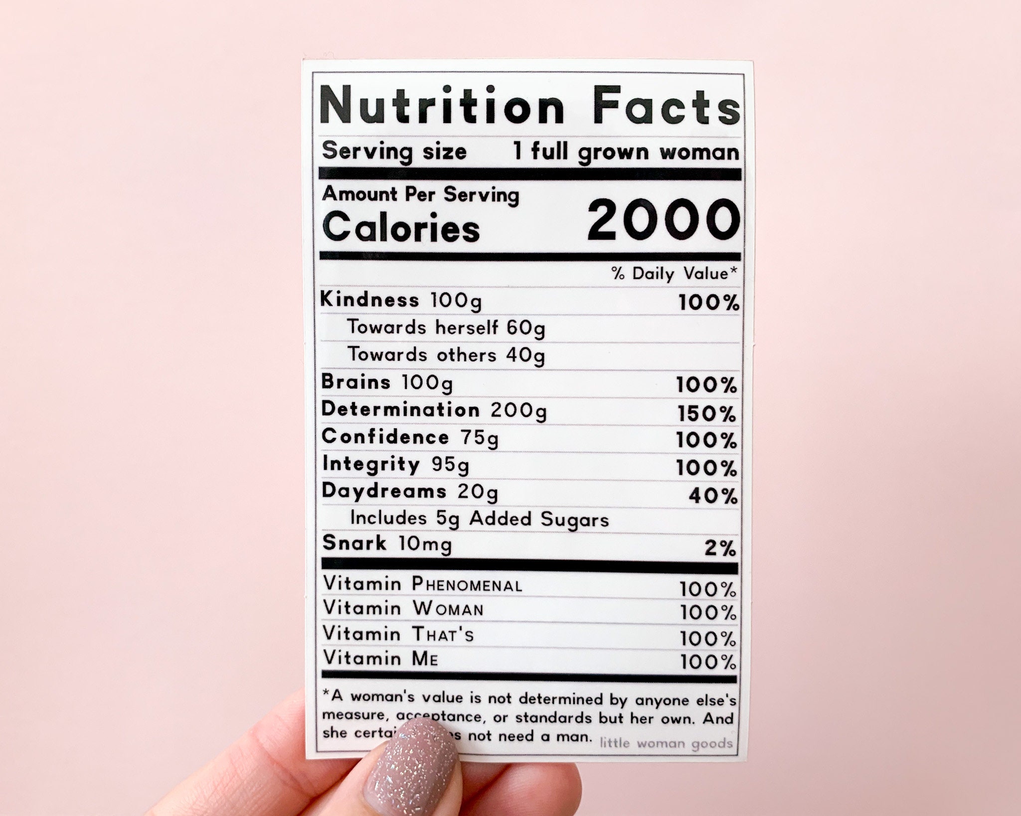 Feminist Sticker Nutrition Facts Vinyl Sticker Empowering | Etsy