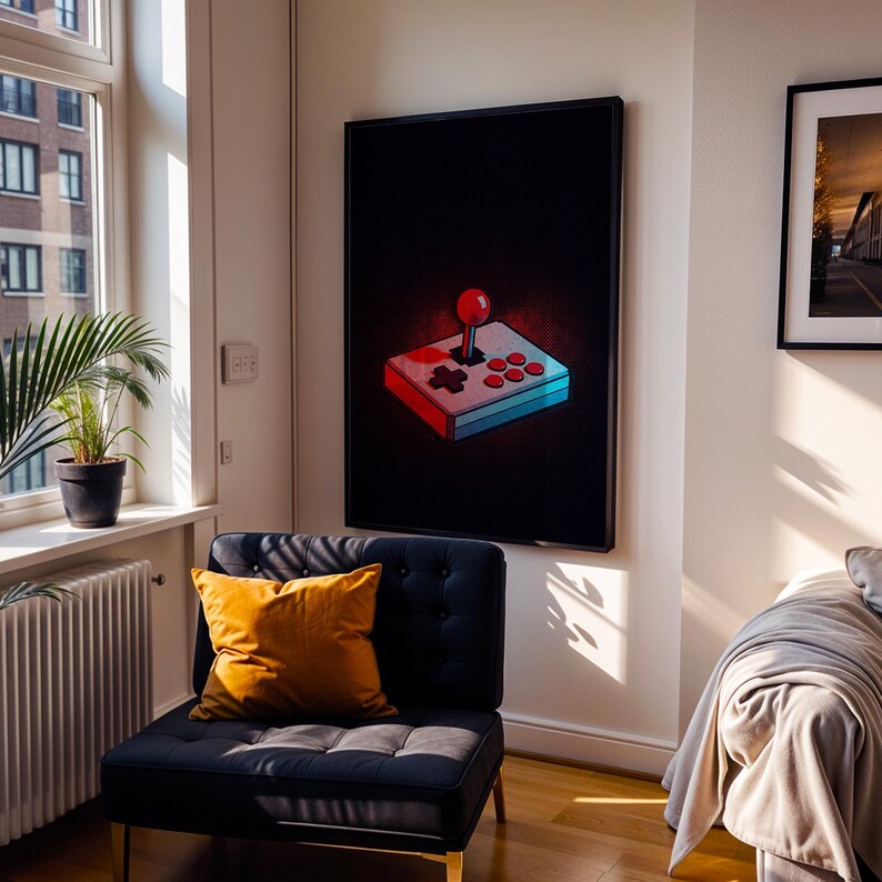 Retro Arcade Joystick Poster, Gamer Wall Art, Minimal Gaming Controller ...