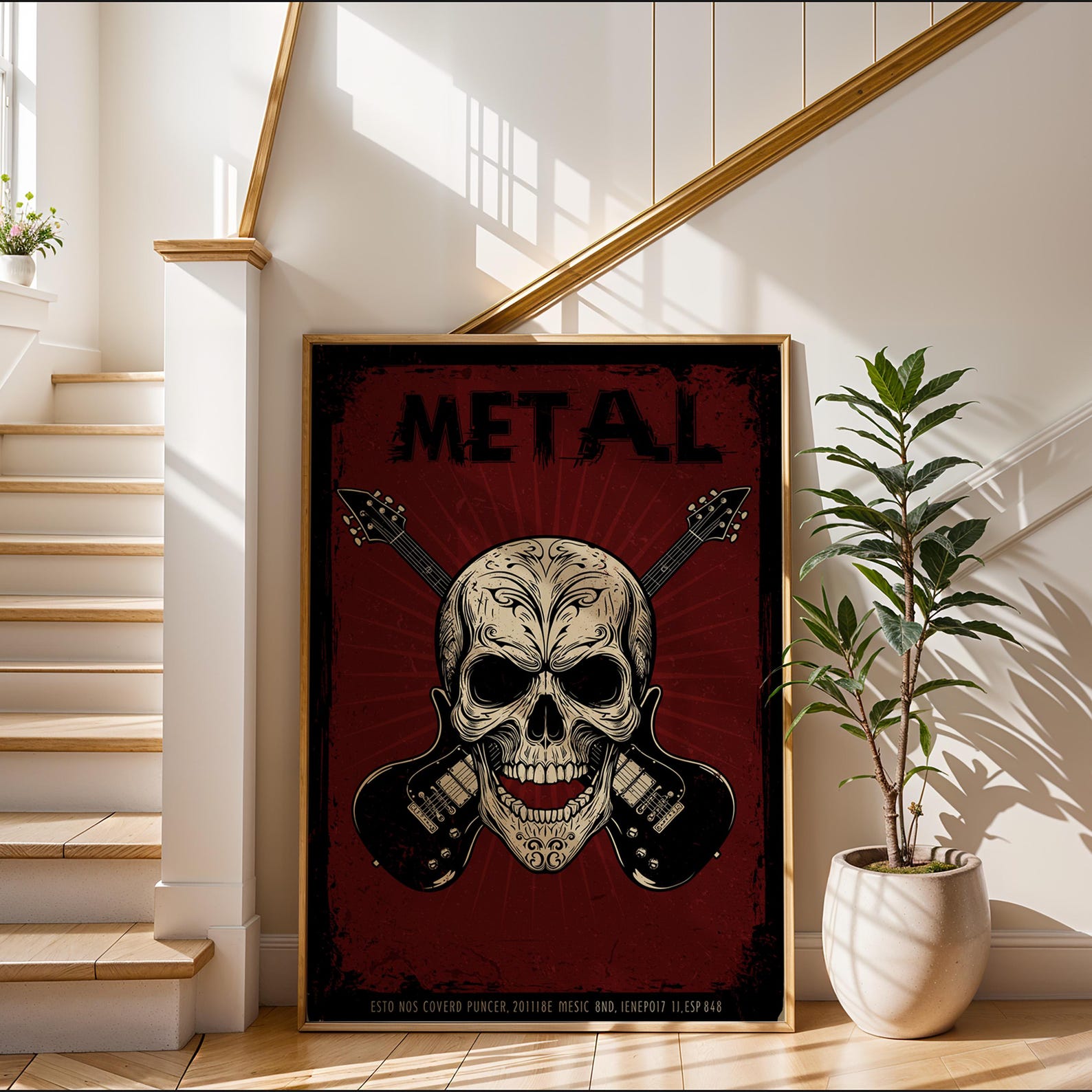 Metal Skull Poster, Heavy Metal Wall Art, Gothic Rock Decor, Dark Music ...
