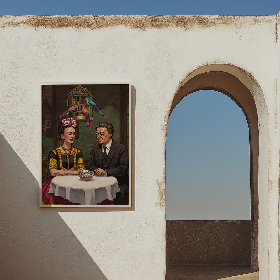 Frida Kahlo Art Print, Mexican Folk Art Poster, Romantic Couple Wall ...