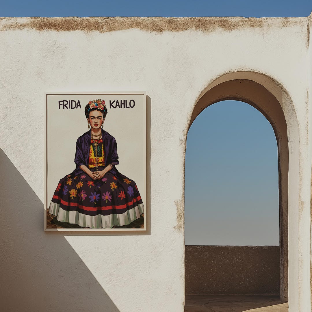 Frida Kahlo Portrait, Mexican Art Print, Feminist Wall Art, Boho Home ...