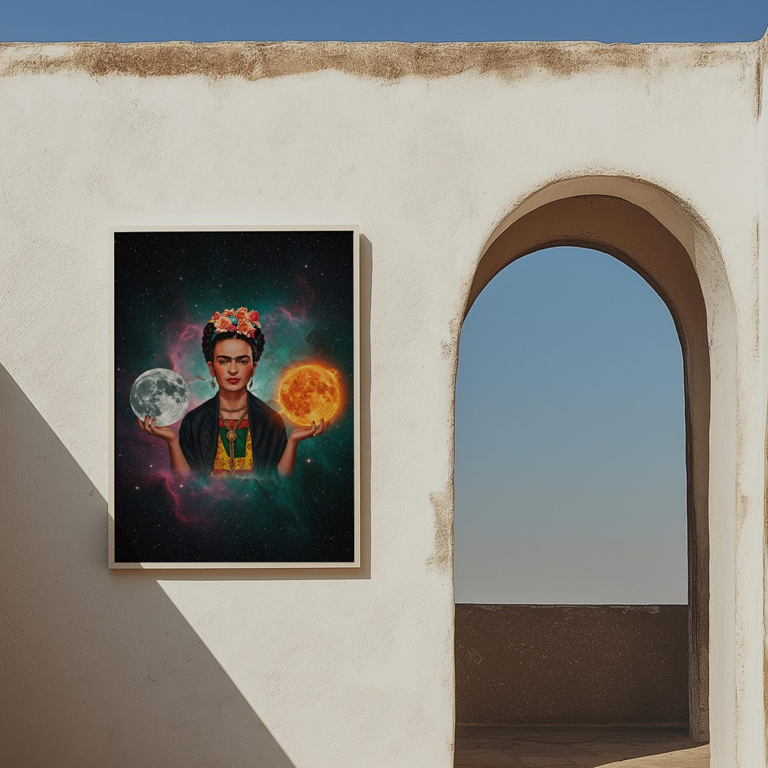 Frida Kahlo Sun and Moon Poster, Surreal Mexican Art Print, Feminist ...