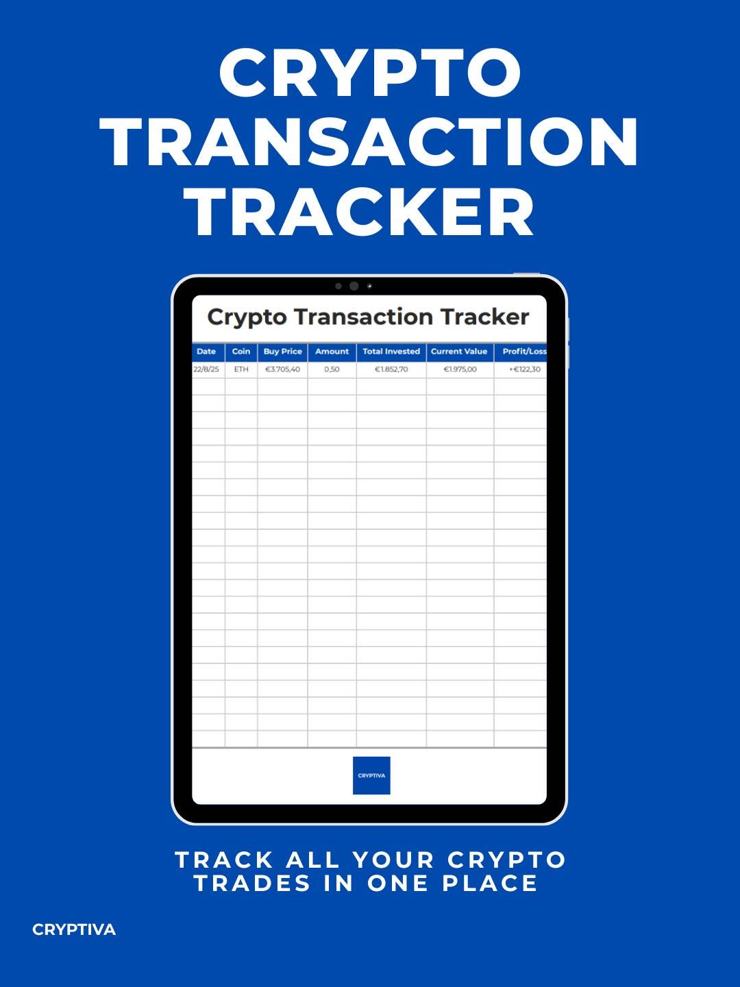 Crypto Transaction Tracker | Printable PDF | Digital Download | Simple ...