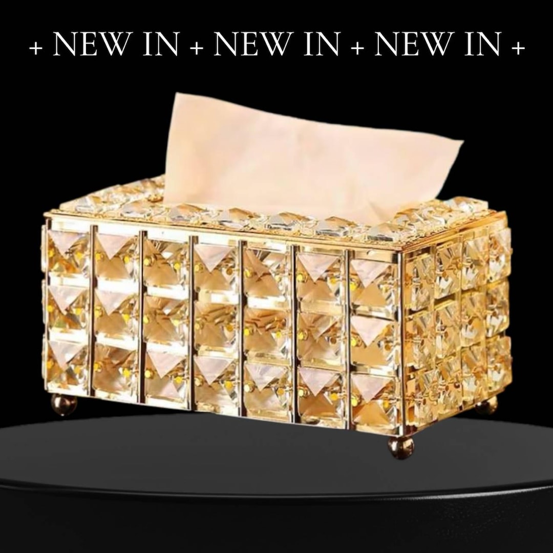 Luxury Crystal Tissue Box Holder: Gold & Silver Decorative Napkin ...