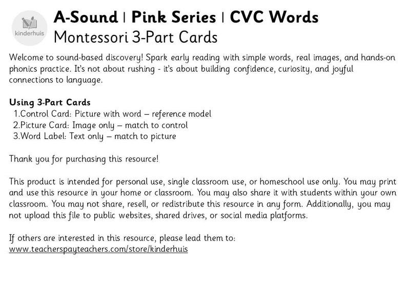 A-sound | Pink Series | CVC Words | Montessori 3-part Nomenclature ...