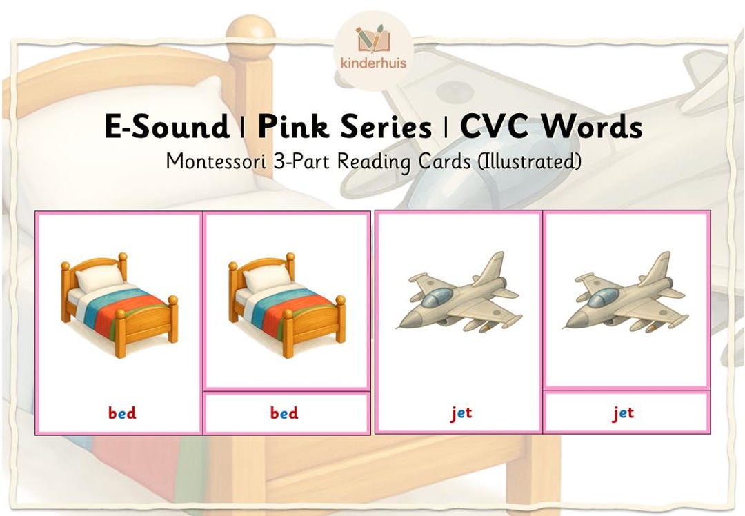 E-sound | Pink Series | CVC Words | Montessori 3-part Nomenclature ...