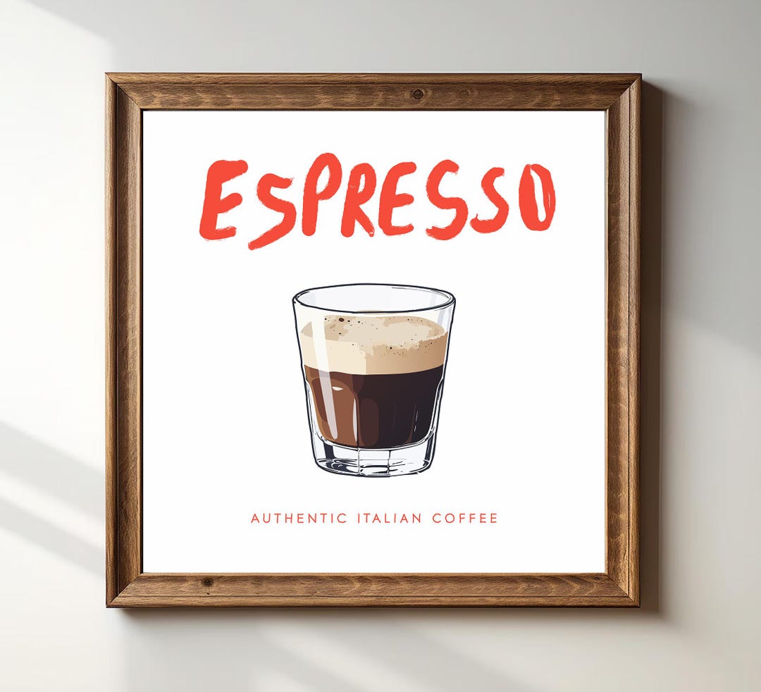 Coffee Poster, Italian Espresso Print, Kitchen Decor, Retro Coffee Art ...
