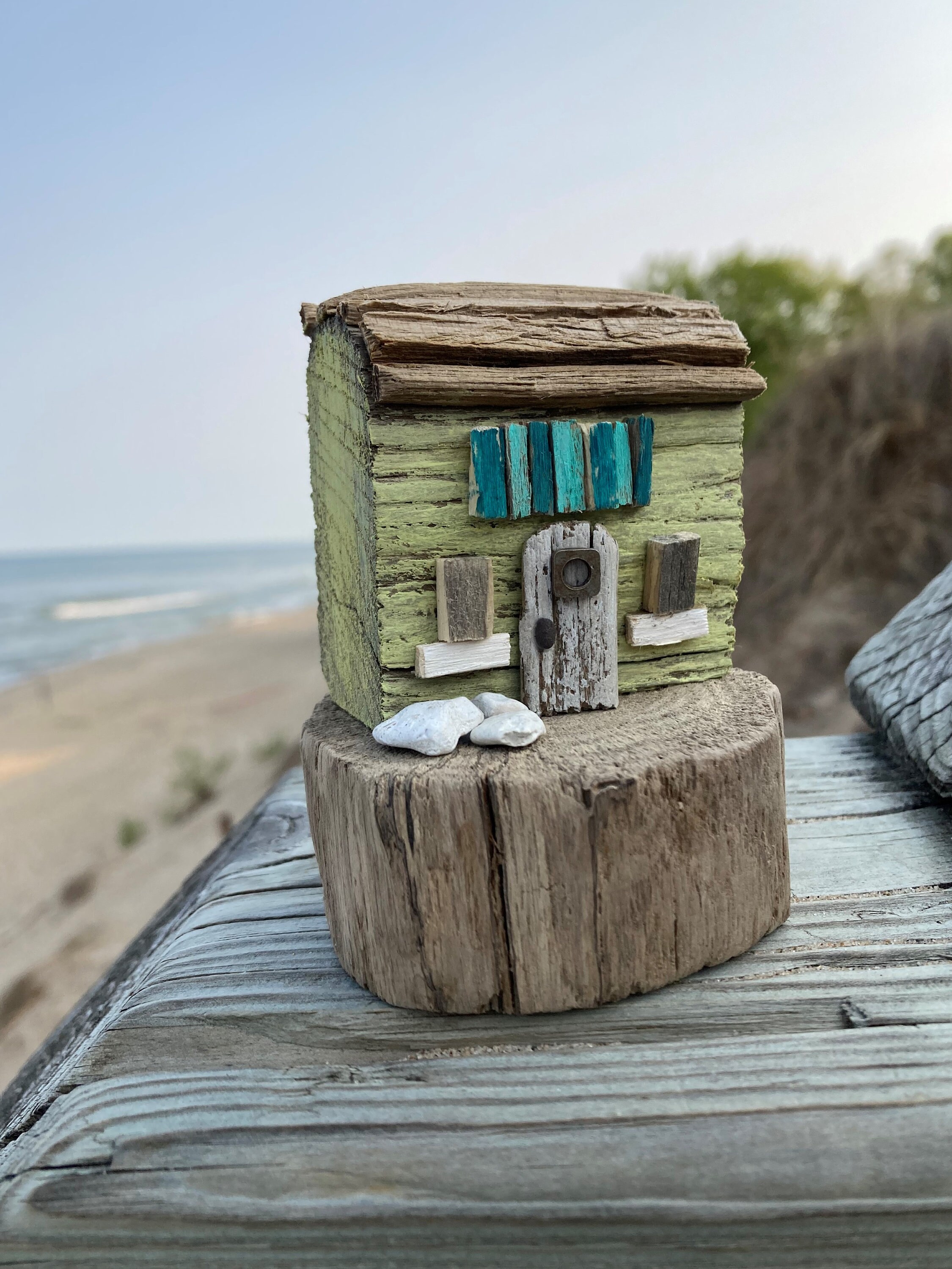 Driftwood Miniature Beach House // Coastal Decor // Beach Decor - Etsy