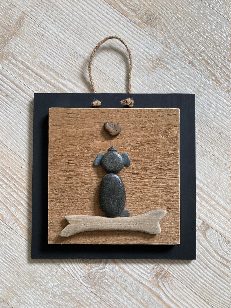 Black Dog // Pebble Art // Rock Art - Etsy