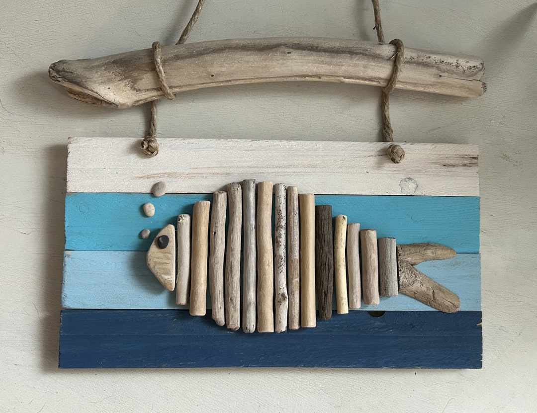 Beach Stick Fish // Driftwood Beach Decor // Driftwood Art // Nautical ...