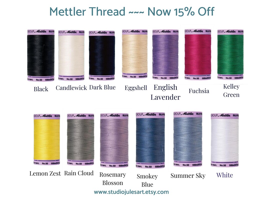 Mettler Cotton Silk Finish Thread - 50wt 500m 547yd - Etsy