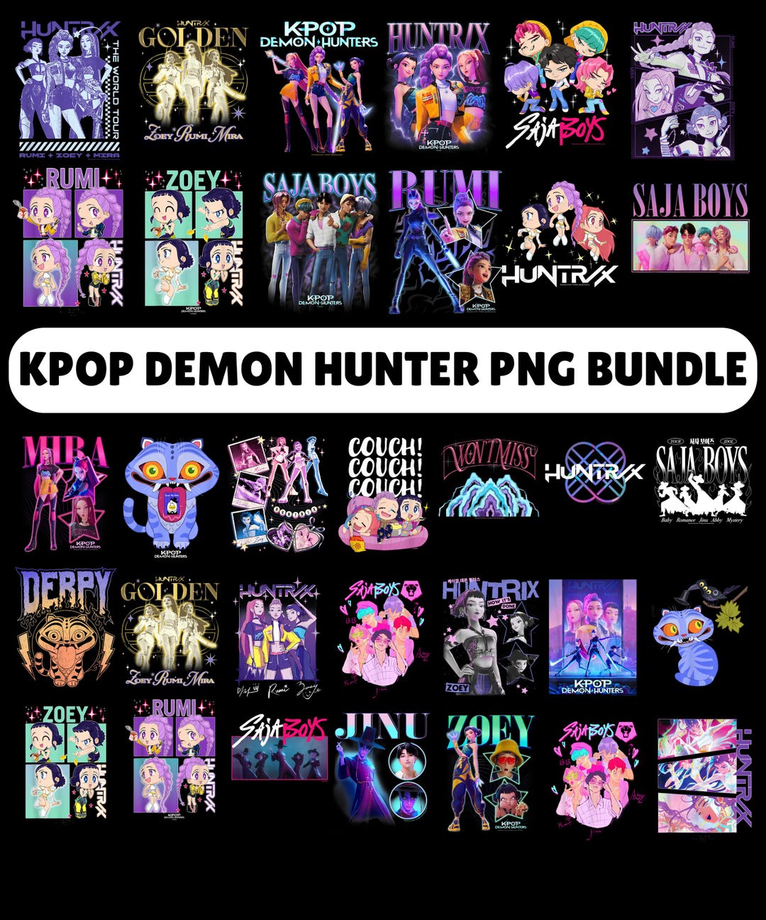 40+ Kpop Demon Hunter Png Bundle, Saja Boy Png, Huntrix Png, Girl ...